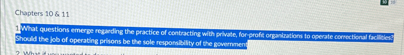 Solved Chapters 10&11What questions emerge regarding the | Chegg.com