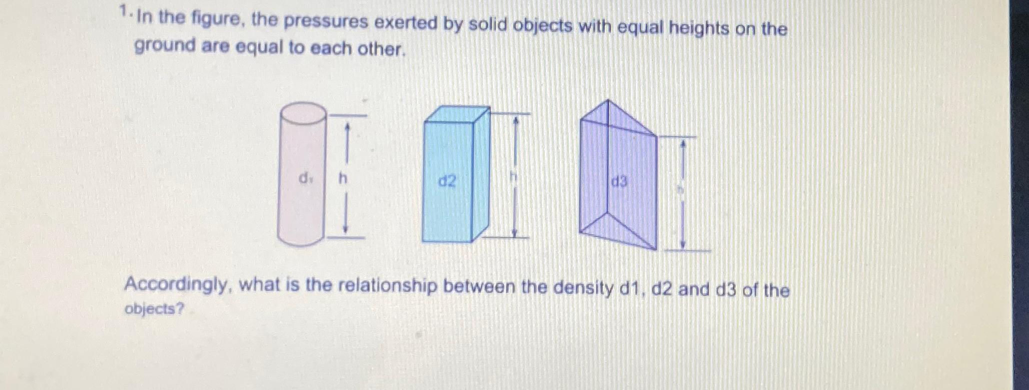 Solved In the figure, the pressures exerted by solid objects | Chegg.com