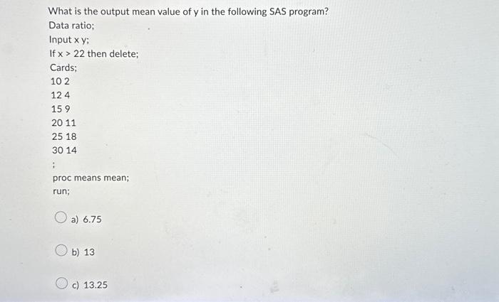 Solved What is the output mean value of y in the following | Chegg.com
