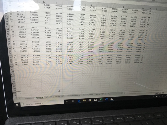 Use the 'Single Life' illustrative life table from | Chegg.com