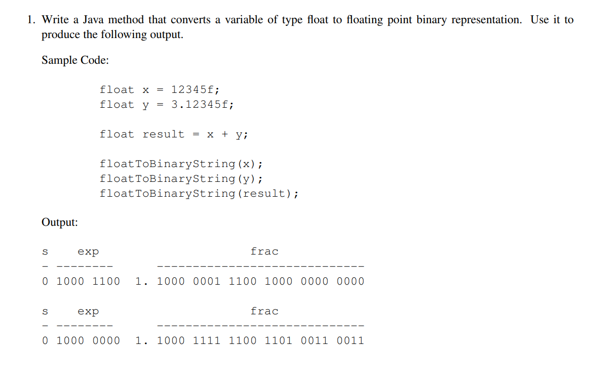 Solved 1. ﻿Write a Java method that converts a variable of | Chegg.com