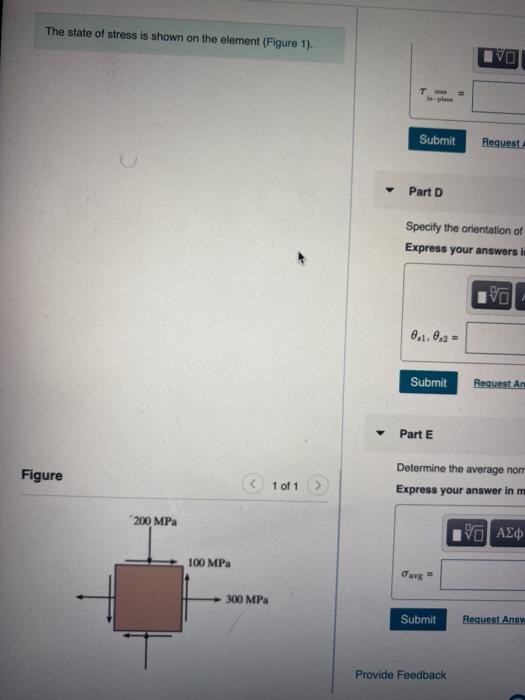 Solved The state of stress is shown on the element (Figure | Chegg.com