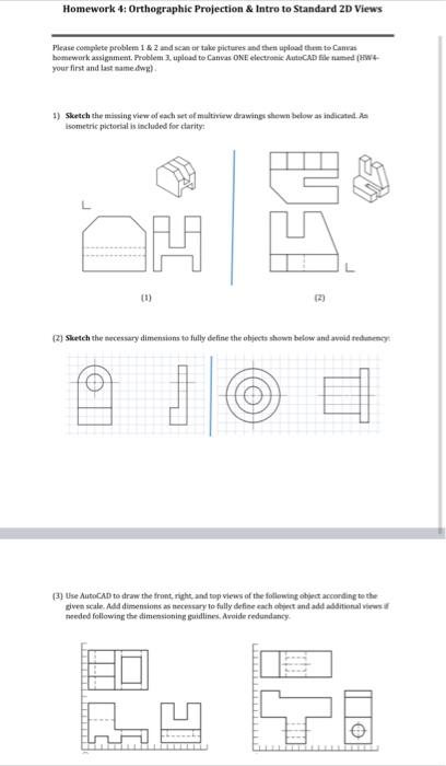 Solved Homework 4t Orthographic Projection \& Intro to | Chegg.com Solved Homework 4t Orthographic Projection \& Intro to | Chegg.com