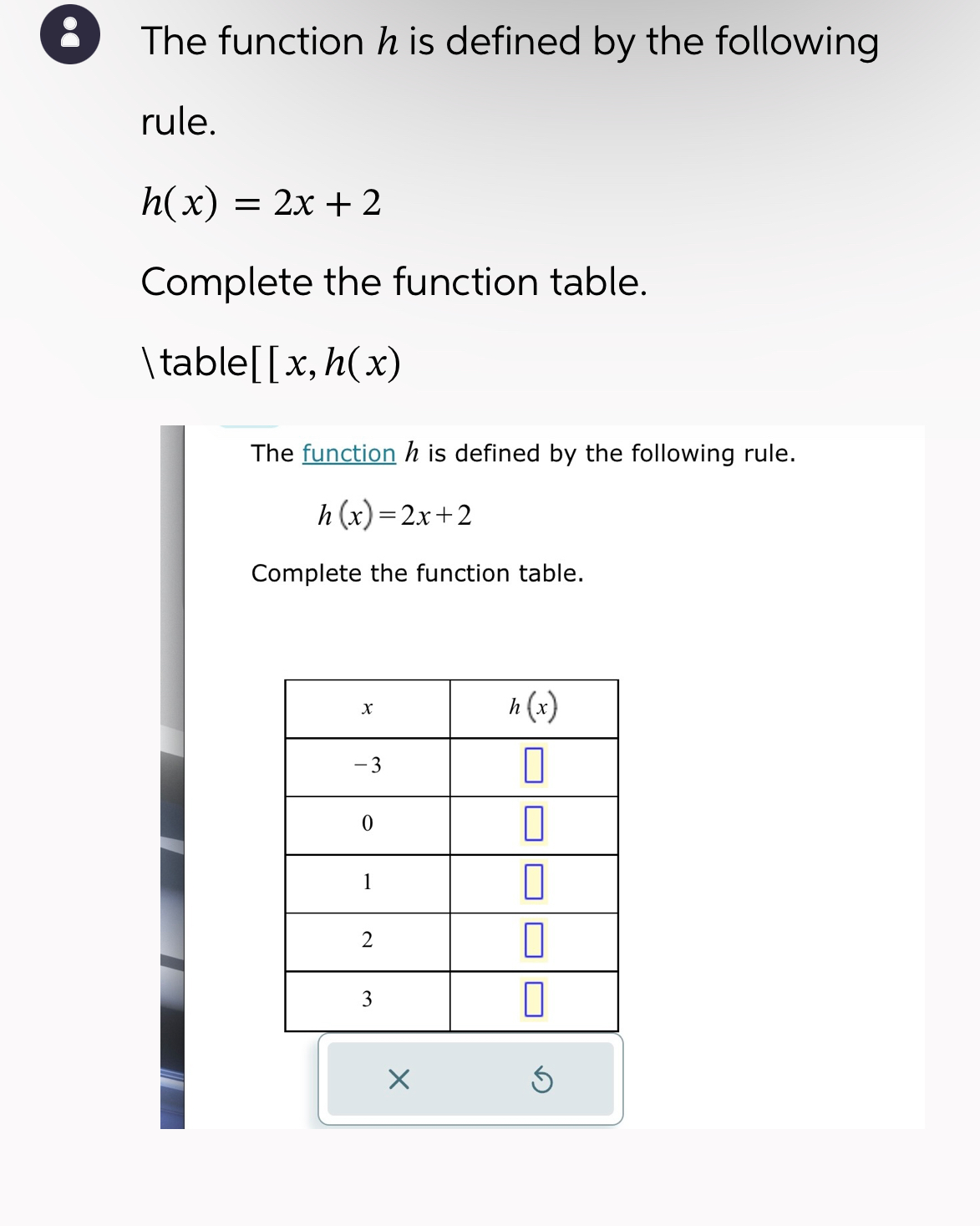 Solved The function h ﻿is defined by the | Chegg.com