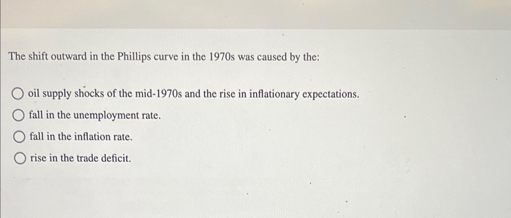 Solved The shift outward in the Phillips curve in the 1970 | Chegg.com