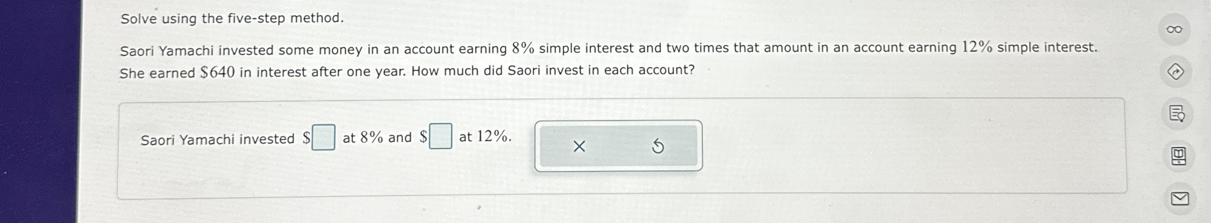 Solved Solve using the five-step method.Saori Yamachi | Chegg.com