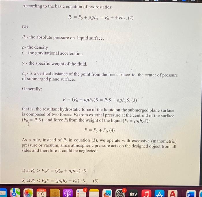 Solved Laboratory work 3 HYDROSTATIC FORCES ON SUBMERGED | Chegg.com