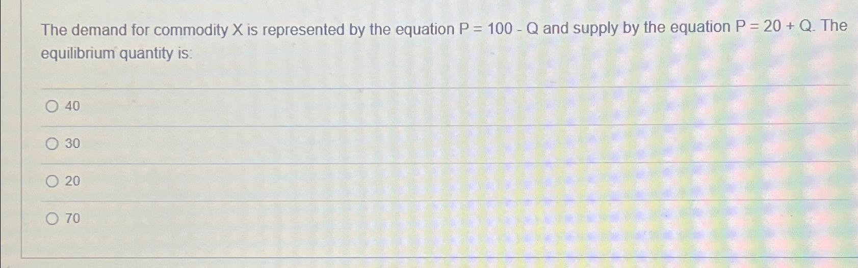 Solved The demand for commodity x ﻿is represented by the | Chegg.com