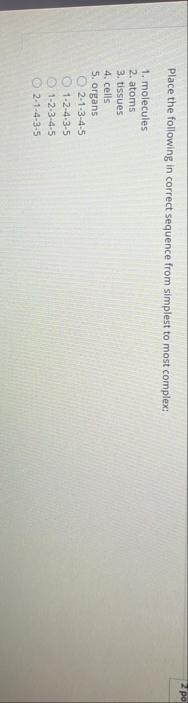 Solved Place the following in correct sequence from simplest | Chegg.com