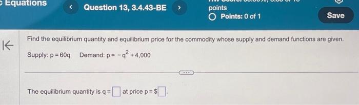 Solved Find the equilibrium quantity and equilibrium price | Chegg.com