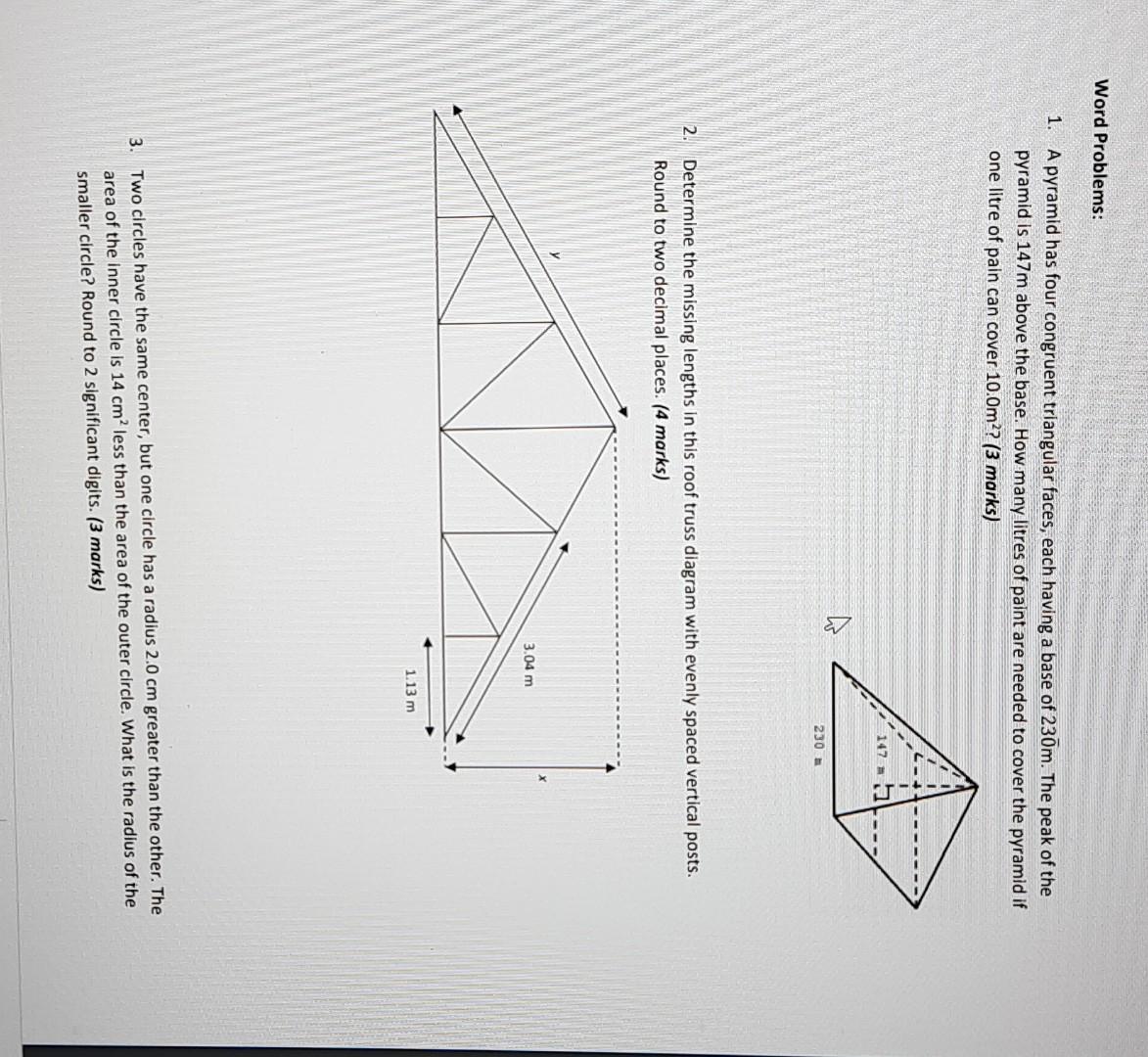 Solved Word Problems: 1. A pyramid has four congruent | Chegg.com