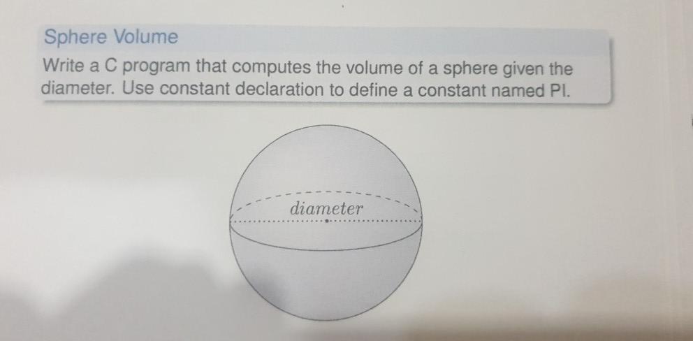 Solved Sphere Volume Write a C program that computes the | Chegg.com