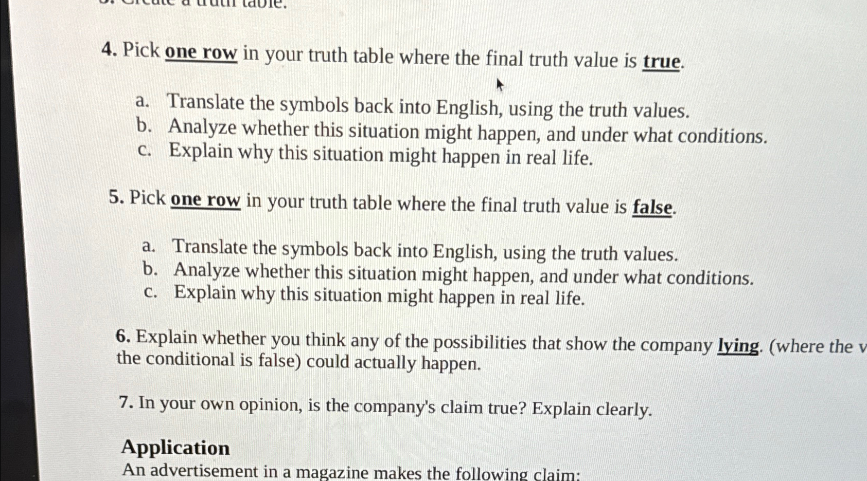 Pick one row in your truth table where the final | Chegg.com