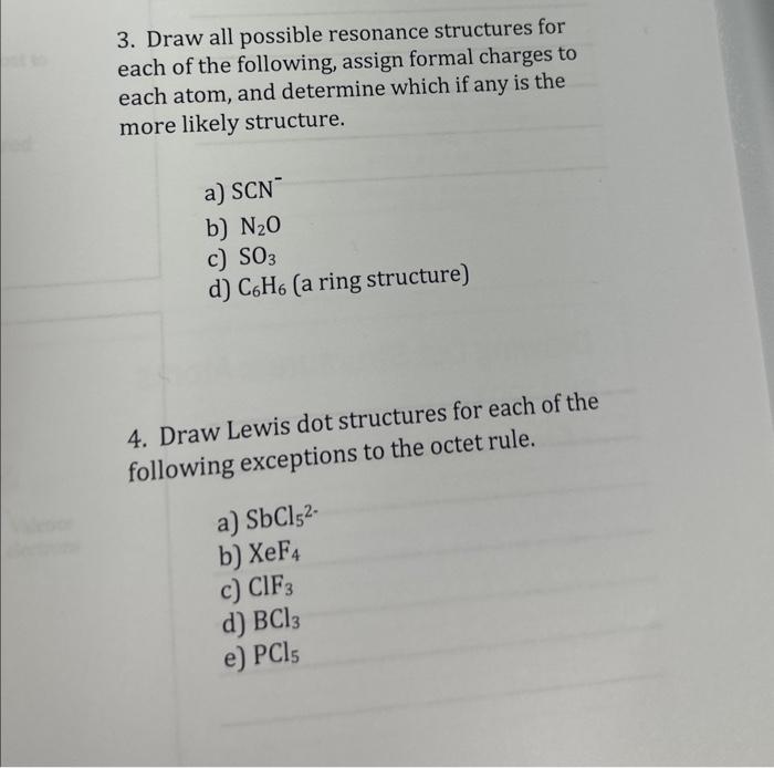 Solved 3. Draw all possible resonance structures for each of | Chegg.com
