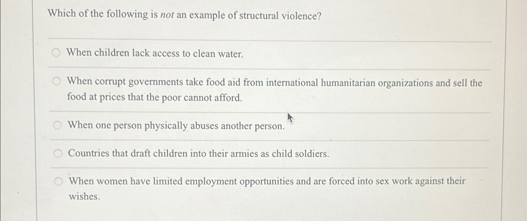 Solved Which of the following is not an example of | Chegg.com
