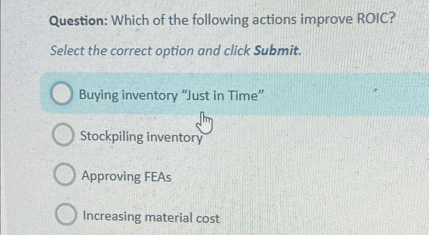 Solved Question: Which of the following actions improve | Chegg.com