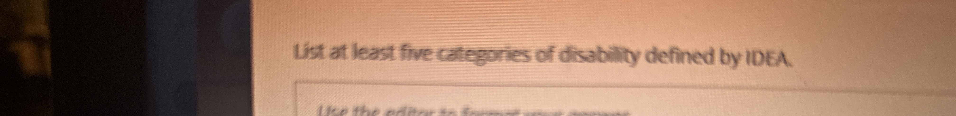 Solved List at least five categories of disability defined | Chegg.com