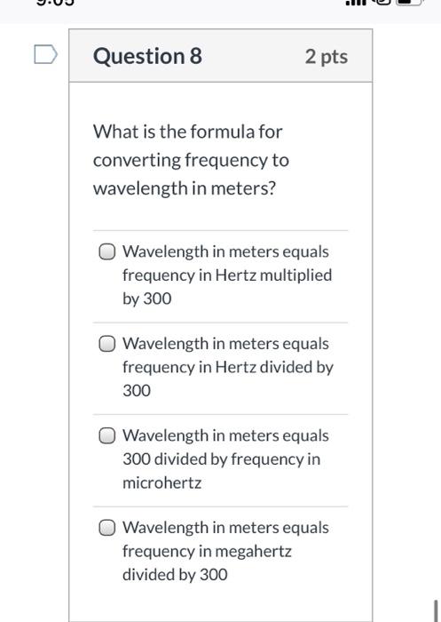 Solved Question 8 2 pts What is the formula for converting | Chegg.com