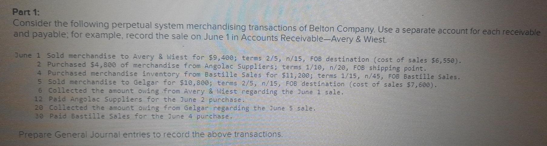 Solved Part 1: Consider the following perpetual system | Chegg.com