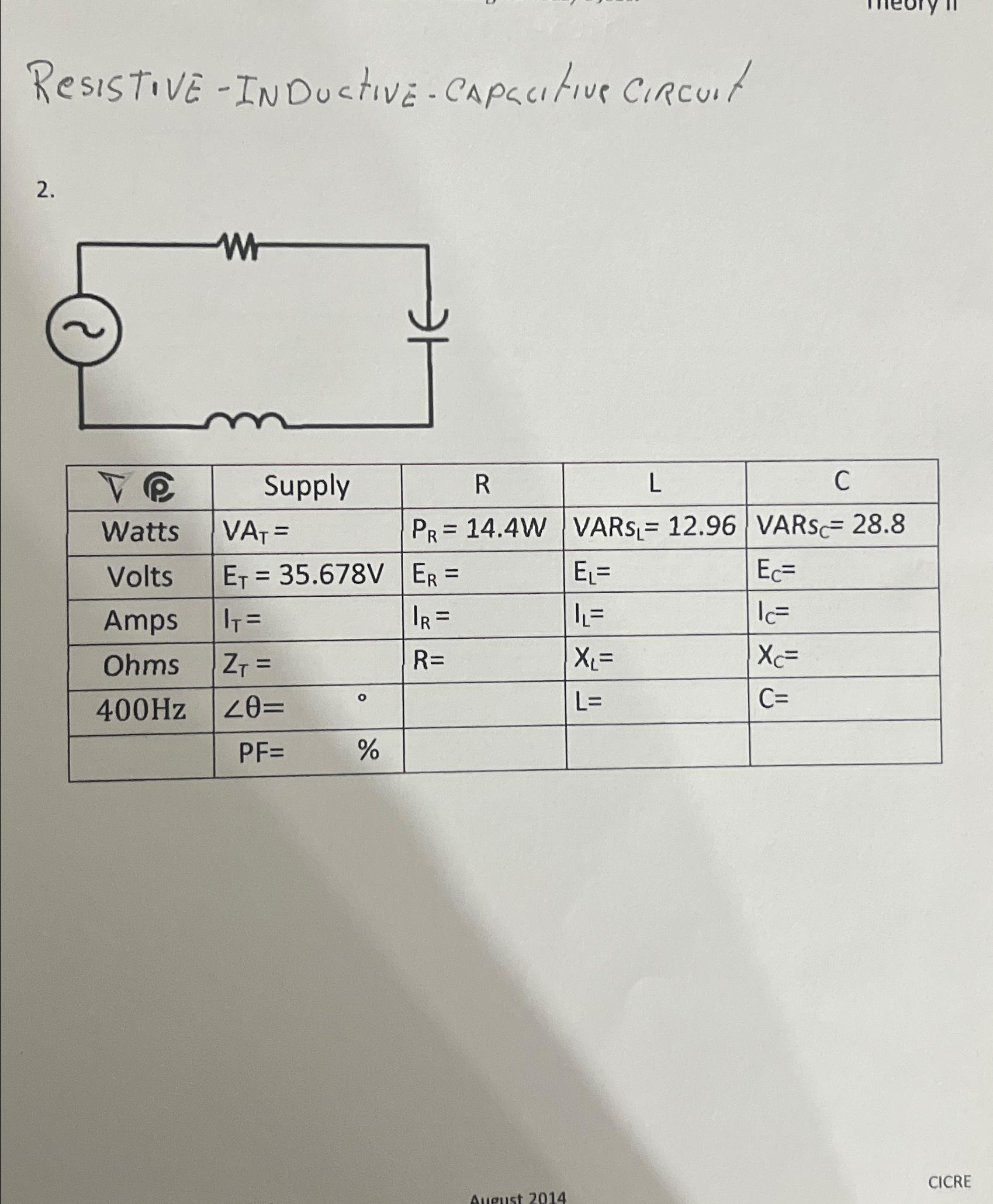 Solved Resistive - ﻿Inductive-capcitiue | Chegg.com