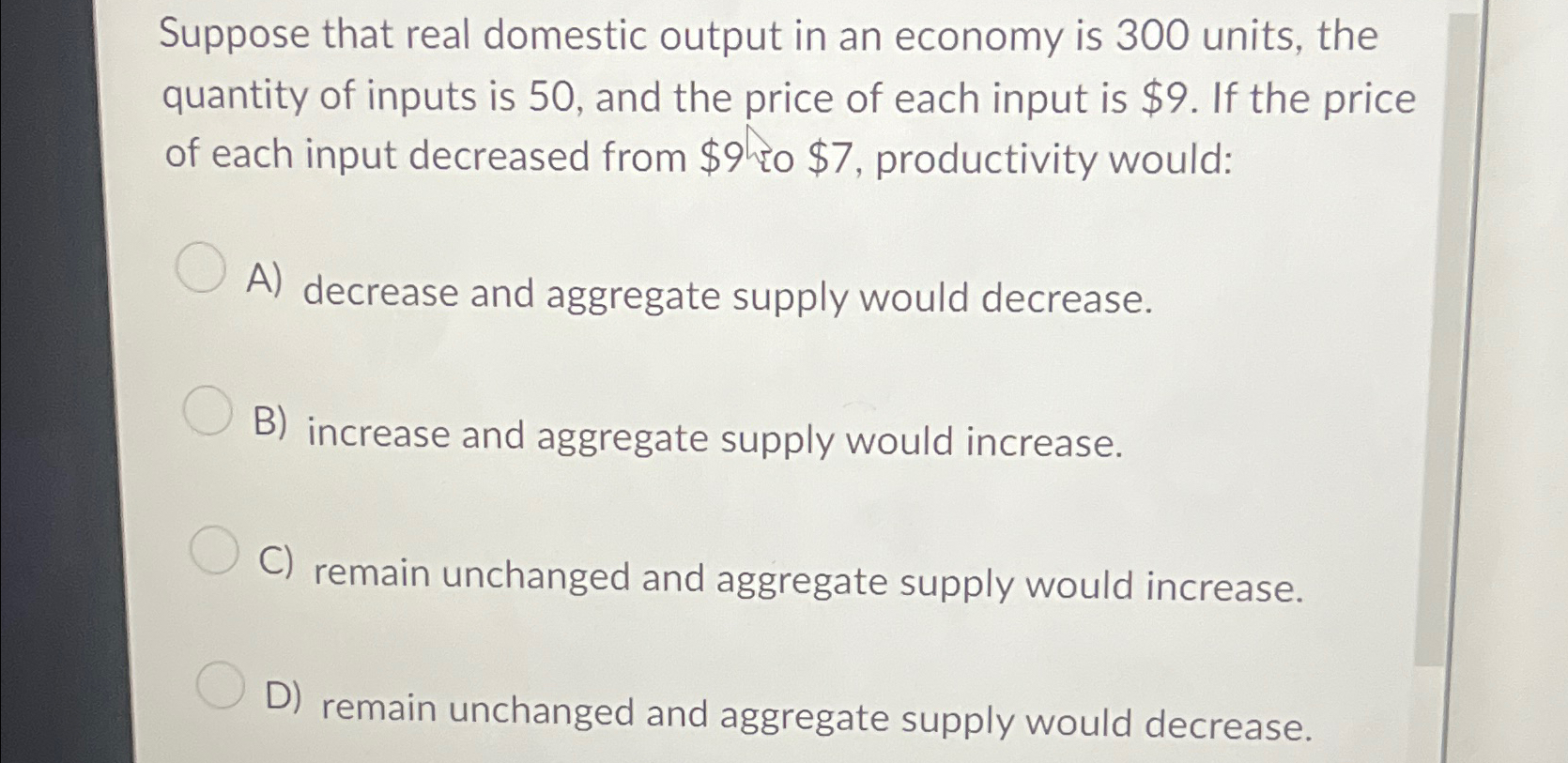 Solved Suppose that real domestic output in an economy is | Chegg.com