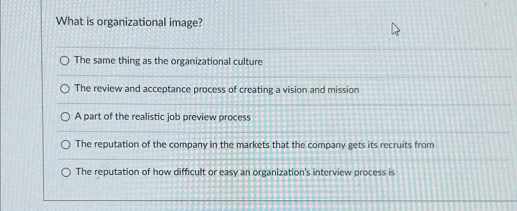 Solved What is organizational image?The same thing as the | Chegg.com