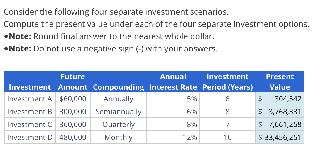 Solved Consider the following four separate investment | Chegg.com