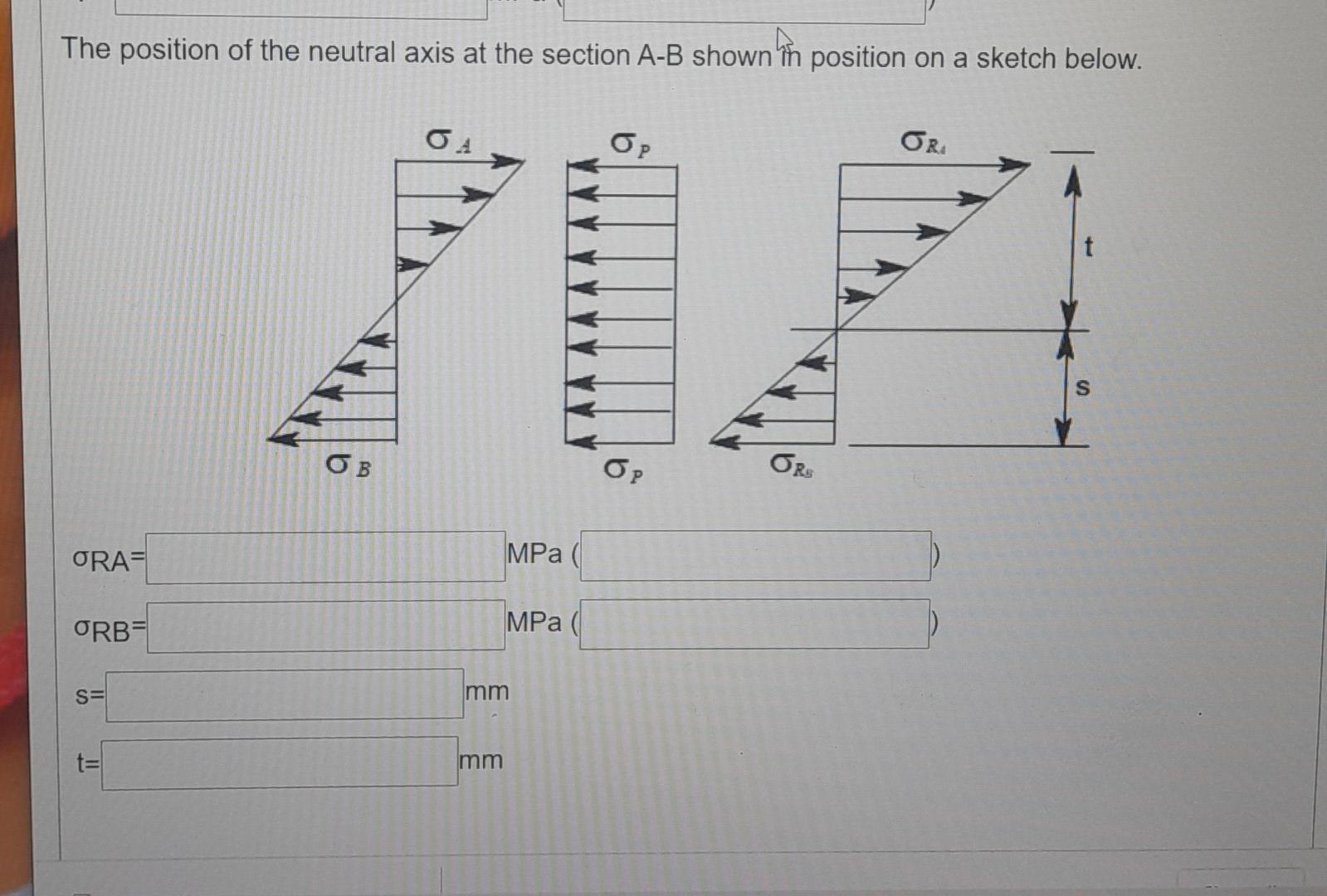 Solved The position of the neutral axis at the section A-B | Chegg.com