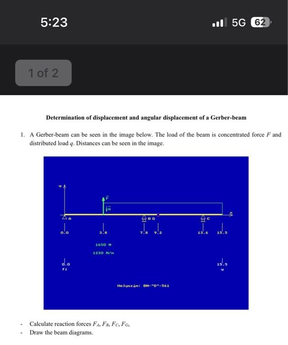 Solved Calculate reaction forces and draw beam diagram b is | Chegg.com