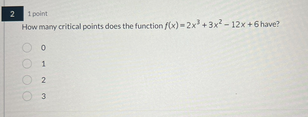 Solved 21 ﻿pointHow many critical points does the function | Chegg.com