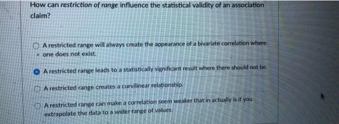 Solved How can restriction of range influence the | Chegg.com