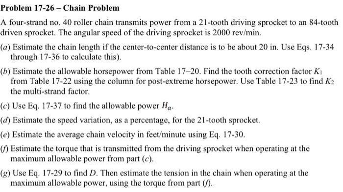 Solved Problem 17-26 - Chain Problem A four-strand no. 40 | Chegg.com