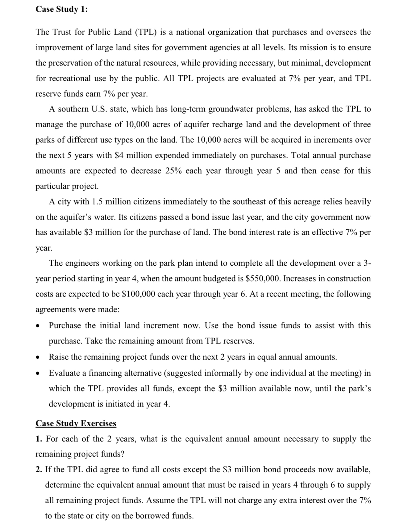 Solved Case Study 1:The Trust for Public Land (TPL) ﻿is a | Chegg.com