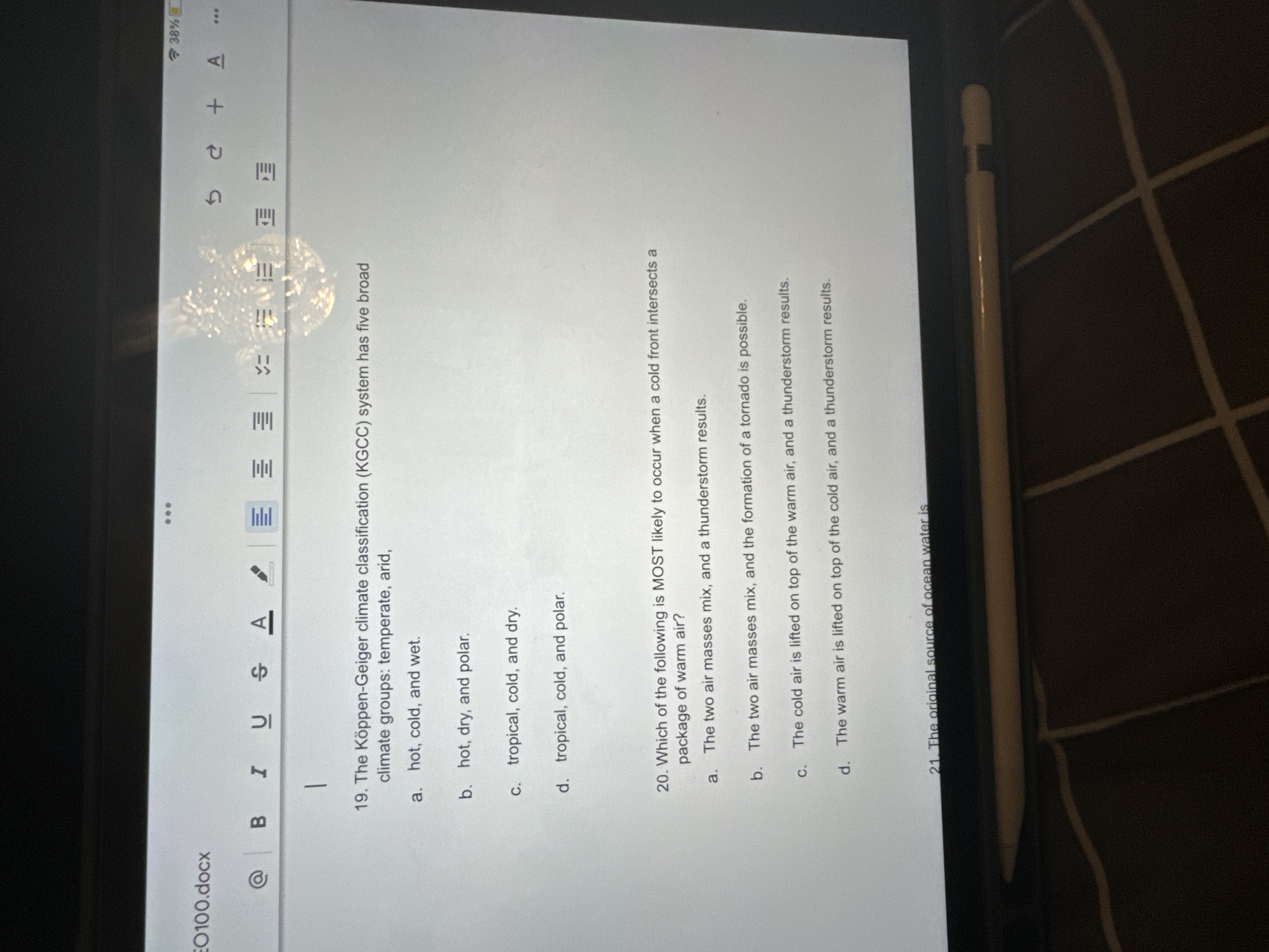 Solved The Köppen-Geiger climate classification (KGCC) | Chegg.com