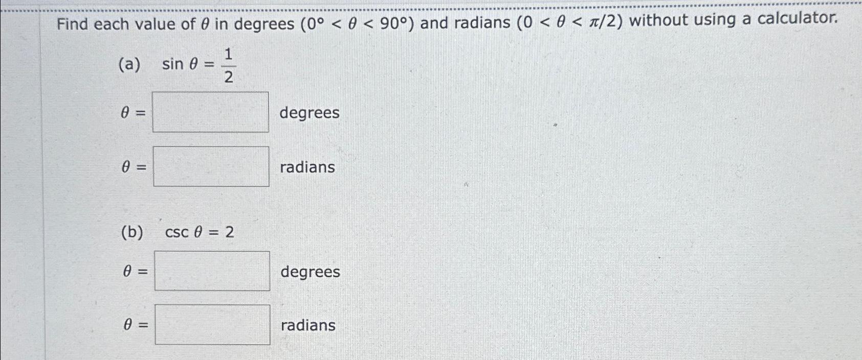 Solved Find each value of θ ﻿in degrees )