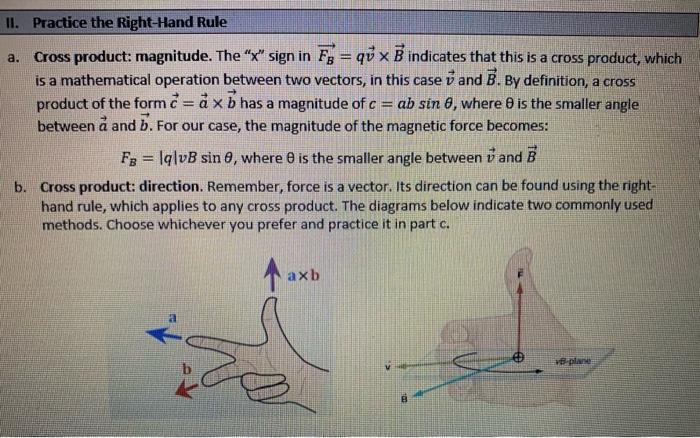 Solved II. Practice the Right-Hand Rule a. Cross product: | Chegg.com