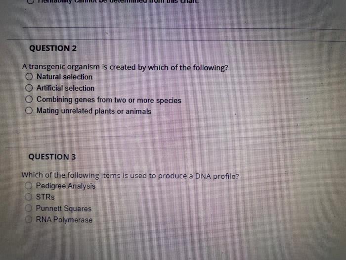 Solved A transgenic organism is created by which of the | Chegg.com