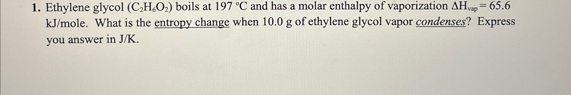 Solved Ethylene glycol (C2H6O2) ﻿boils at 197°C ﻿and has a | Chegg.com