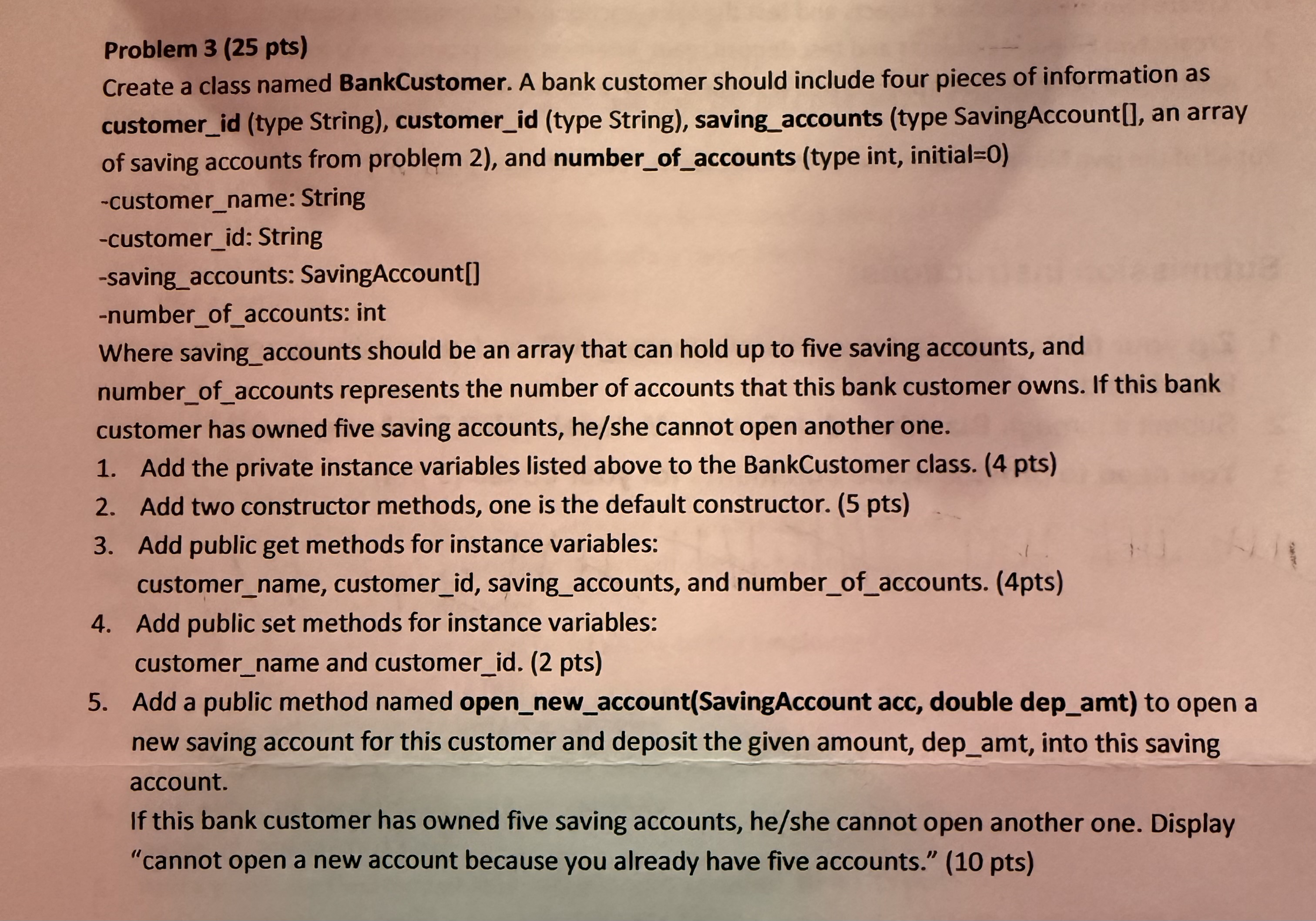 Solved new saving account for this customer and deposit the | Chegg.com