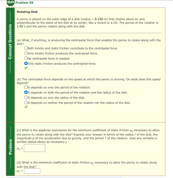Solved A penny is placed on the outer edge of a disk (radius | Chegg.com