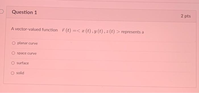 Solved A vector-valued function r(t)= represents a planar | Chegg.com