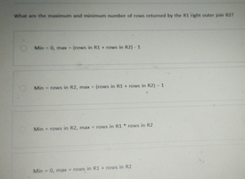 Solved What are the maximum and minimum number of rows | Chegg.com
