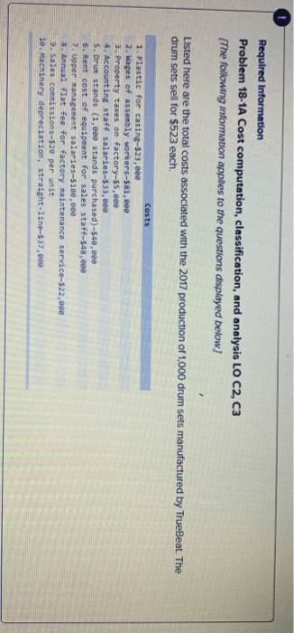 Solved Required Information Problem 18-1A Cost computation, | Chegg.com