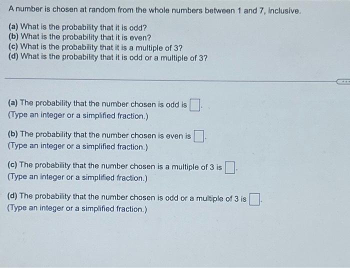 Solved A number is chosen at random from the whole numbers | Chegg.com