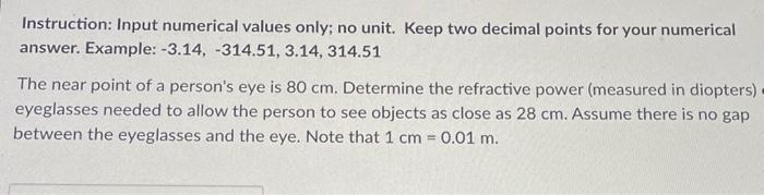 Solved Instruction: Input numerical values only; no unit. | Chegg.com