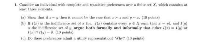 Solved 1. Consider an individual with complete and | Chegg.com