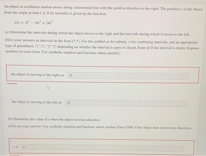 Solved An object in rectilinear motion moves along a | Chegg.com