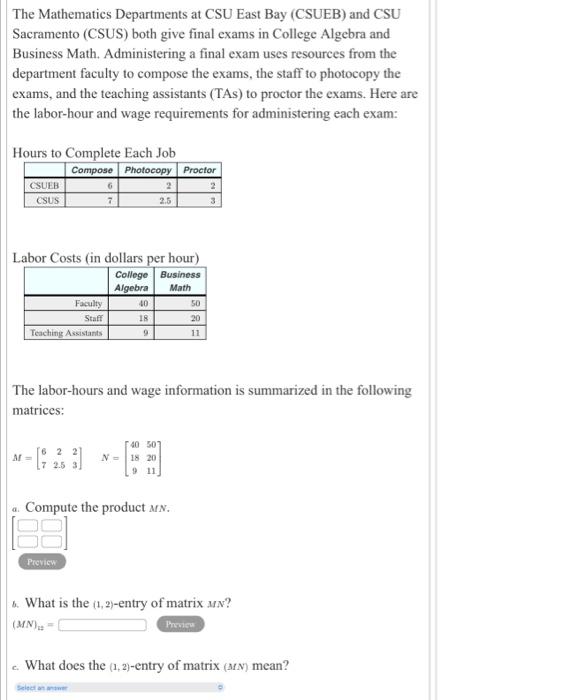 Solved The Mathematics Departments at CSU East Bay (CSUEB) | Chegg.com