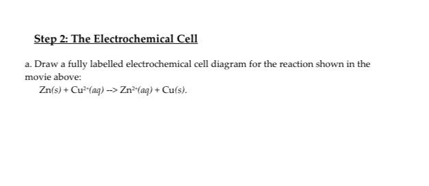 Solved Step 2: The Electrochemical Cell a. Draw a fully | Chegg.com