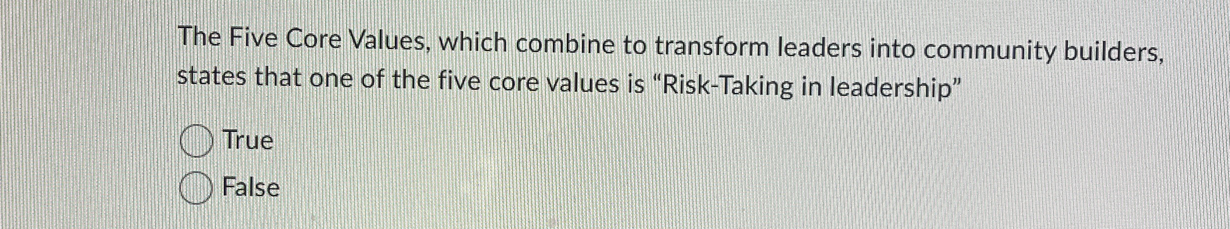 Solved The Five Core Values, which combine to transform | Chegg.com
